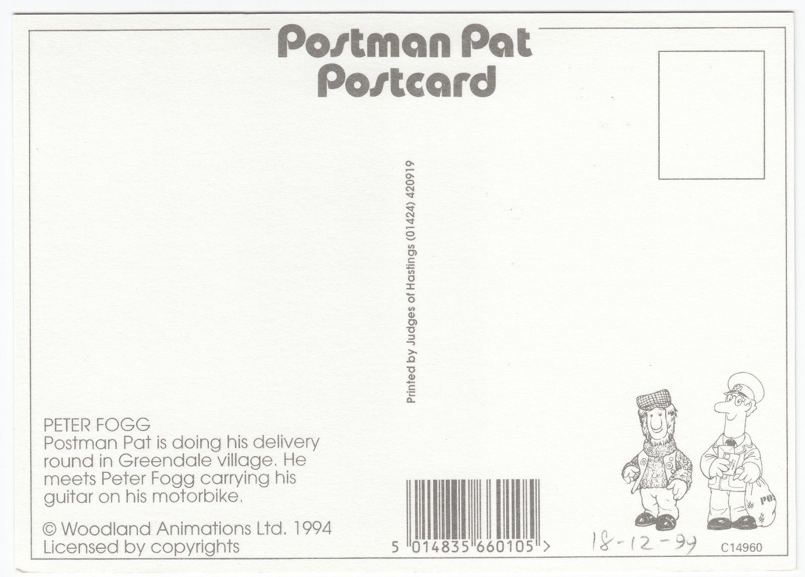 Postman Pat - Peter Fogg With His Guitar On His Motorbike Postcard ...