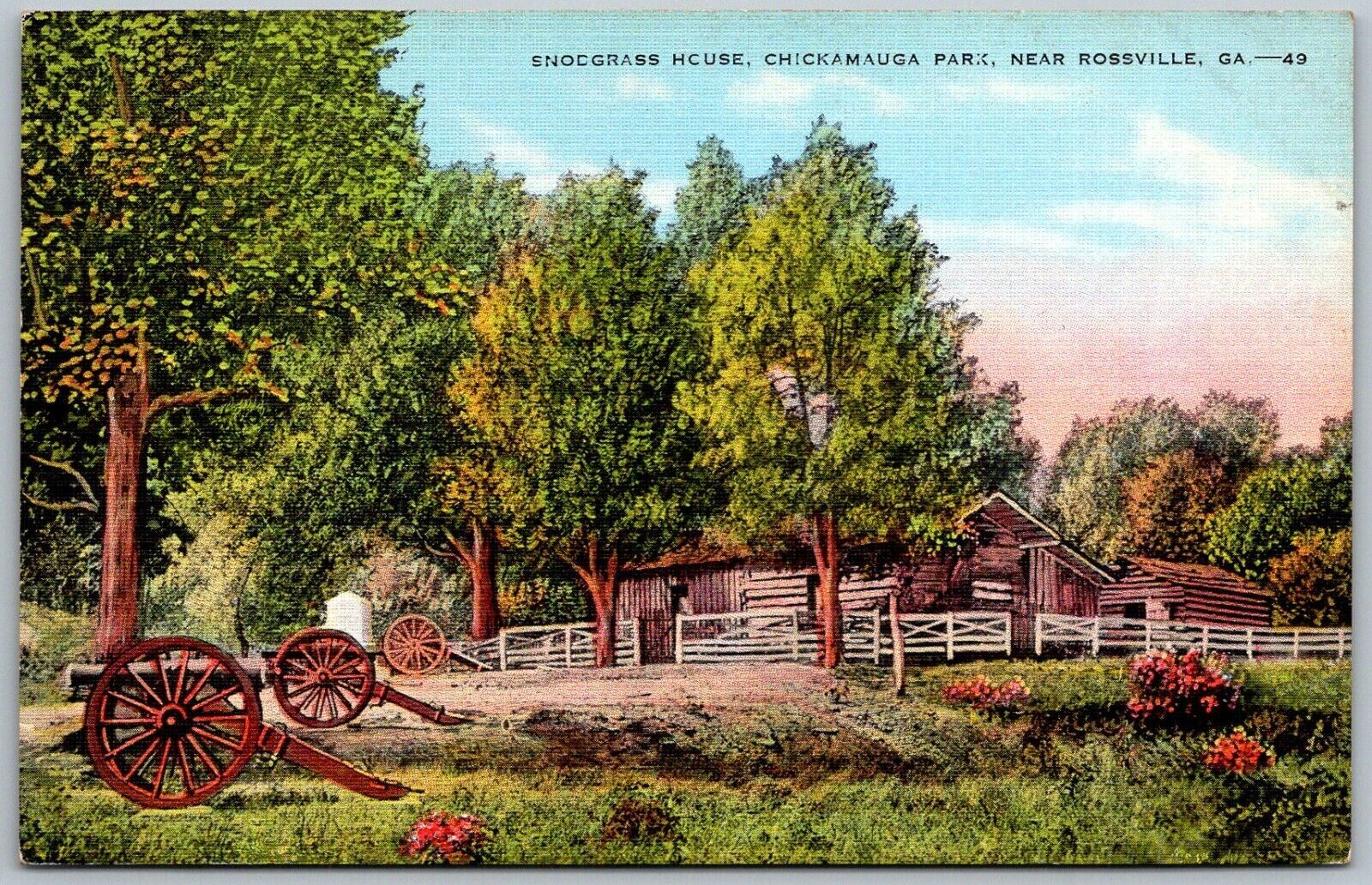 Rossville Georgia 1940s Postcard Snodgrass House Chickamauga Park Civil ...