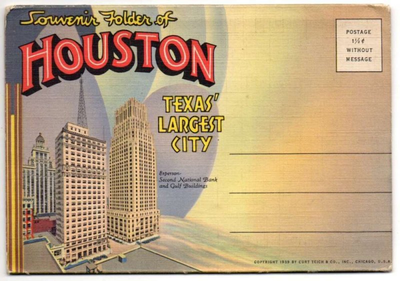 Houston Texas Buildings Train Station Street Scene Postcard Folder ...