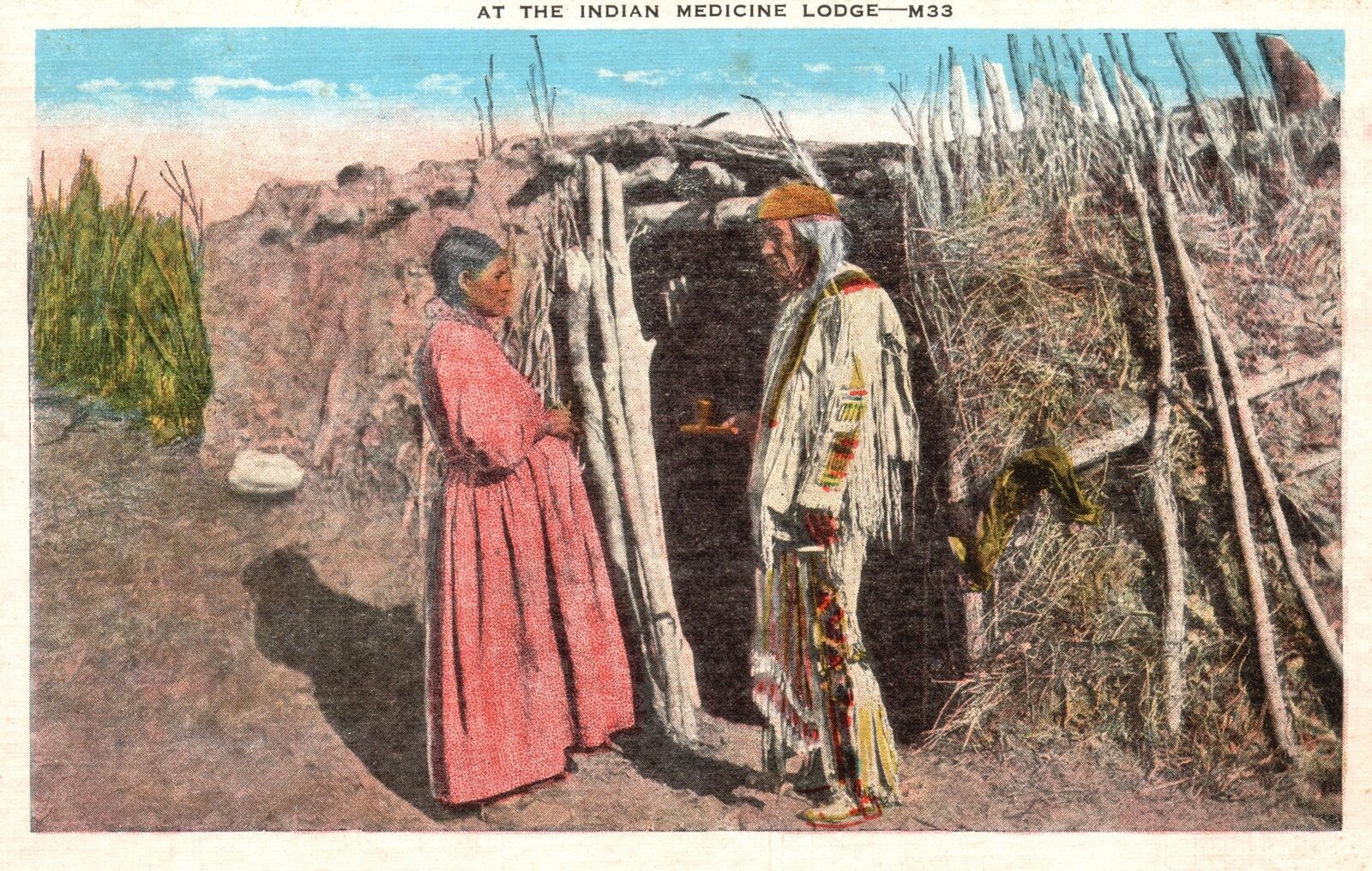 Vintage Postcard At The Indian Medicine Locks Tribe Costumes E. C ...
