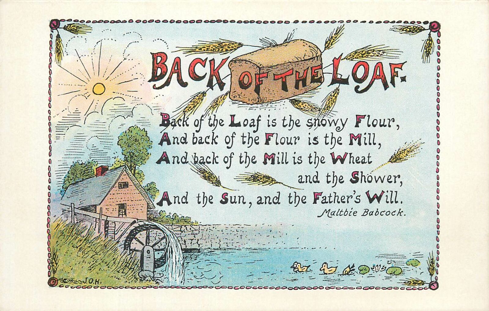 Prohibition topic poem Loaf of Bread ducklings mill Maltbie Babcock ...
