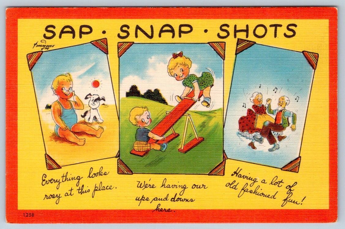 1940'S SAP Snap Shots Artist Timmons Vintage Comic Linen Postcard ...