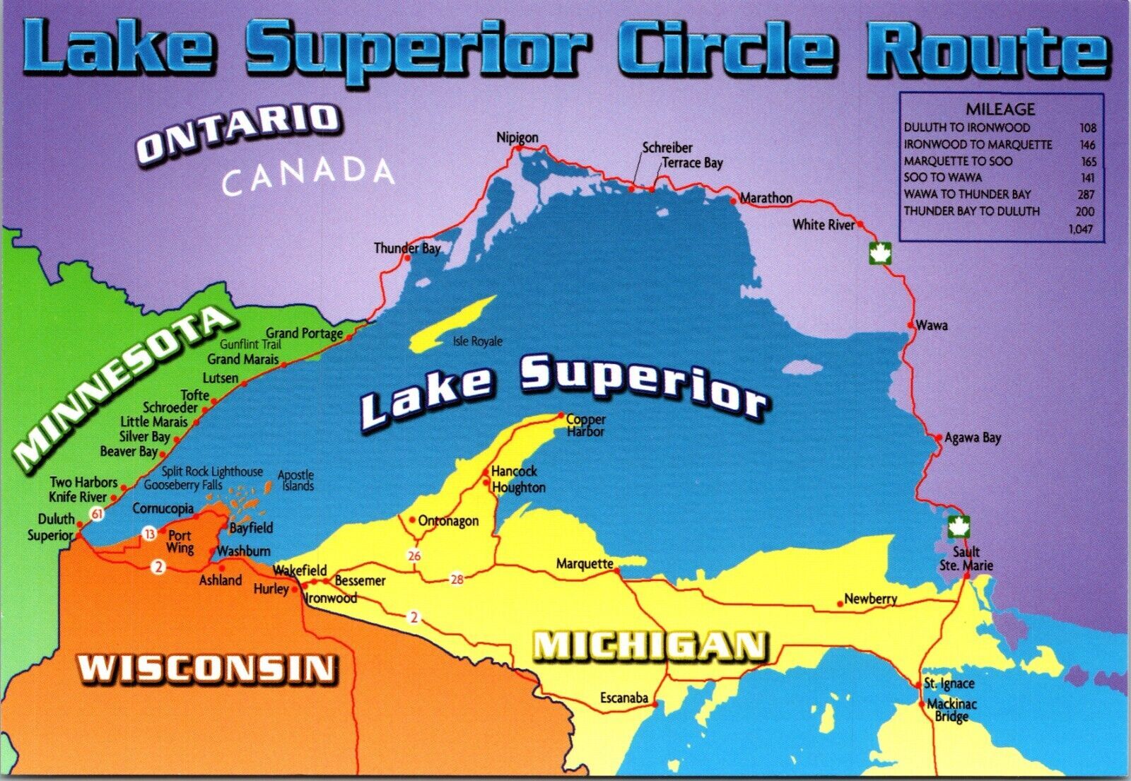 Lake Superior Circle Tour Route Map Minnesota Postcard | United States ...
