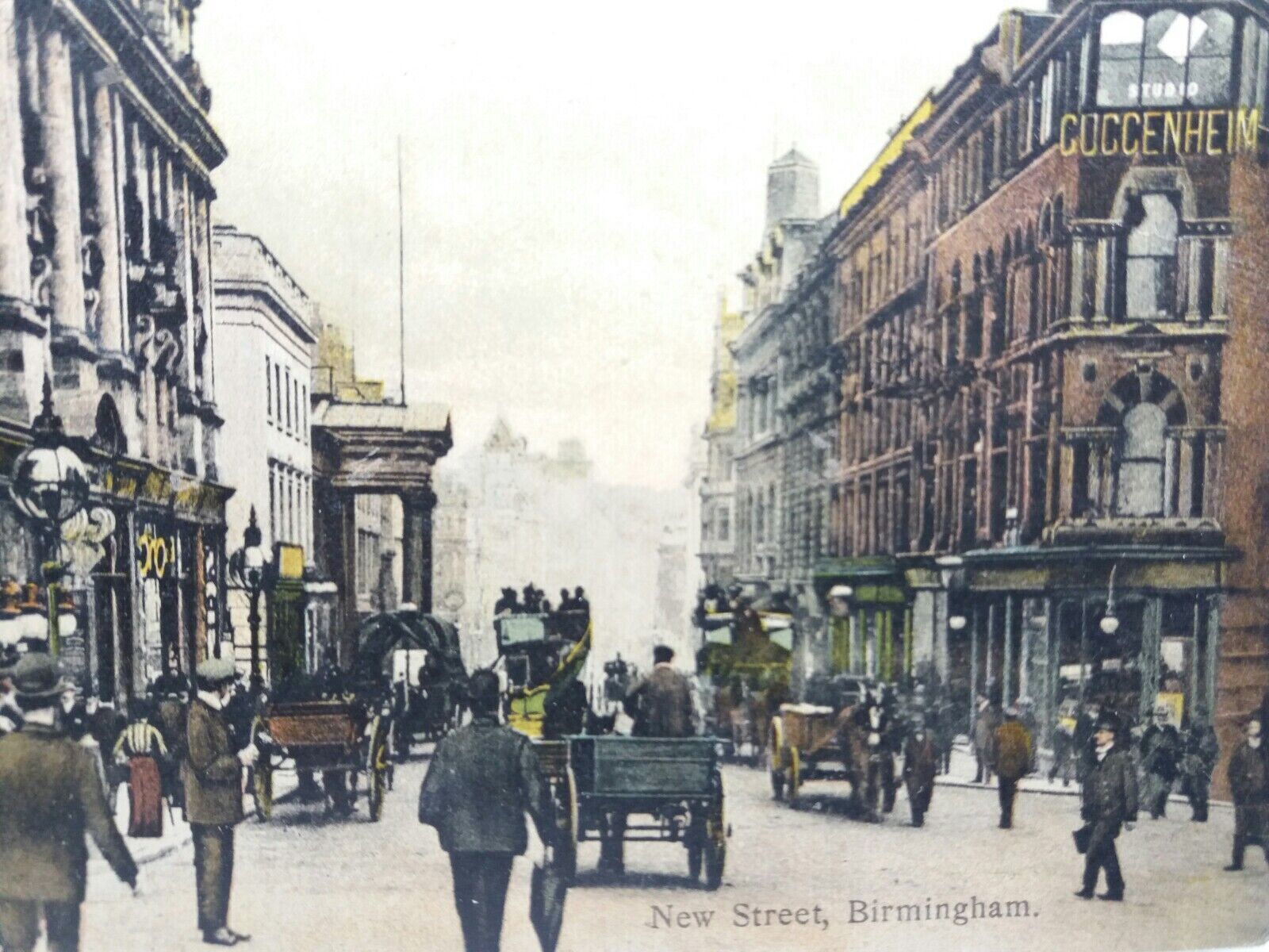 Animated Scene New Street Birmingham Studio Guggenheim Vintage Postcard ...
