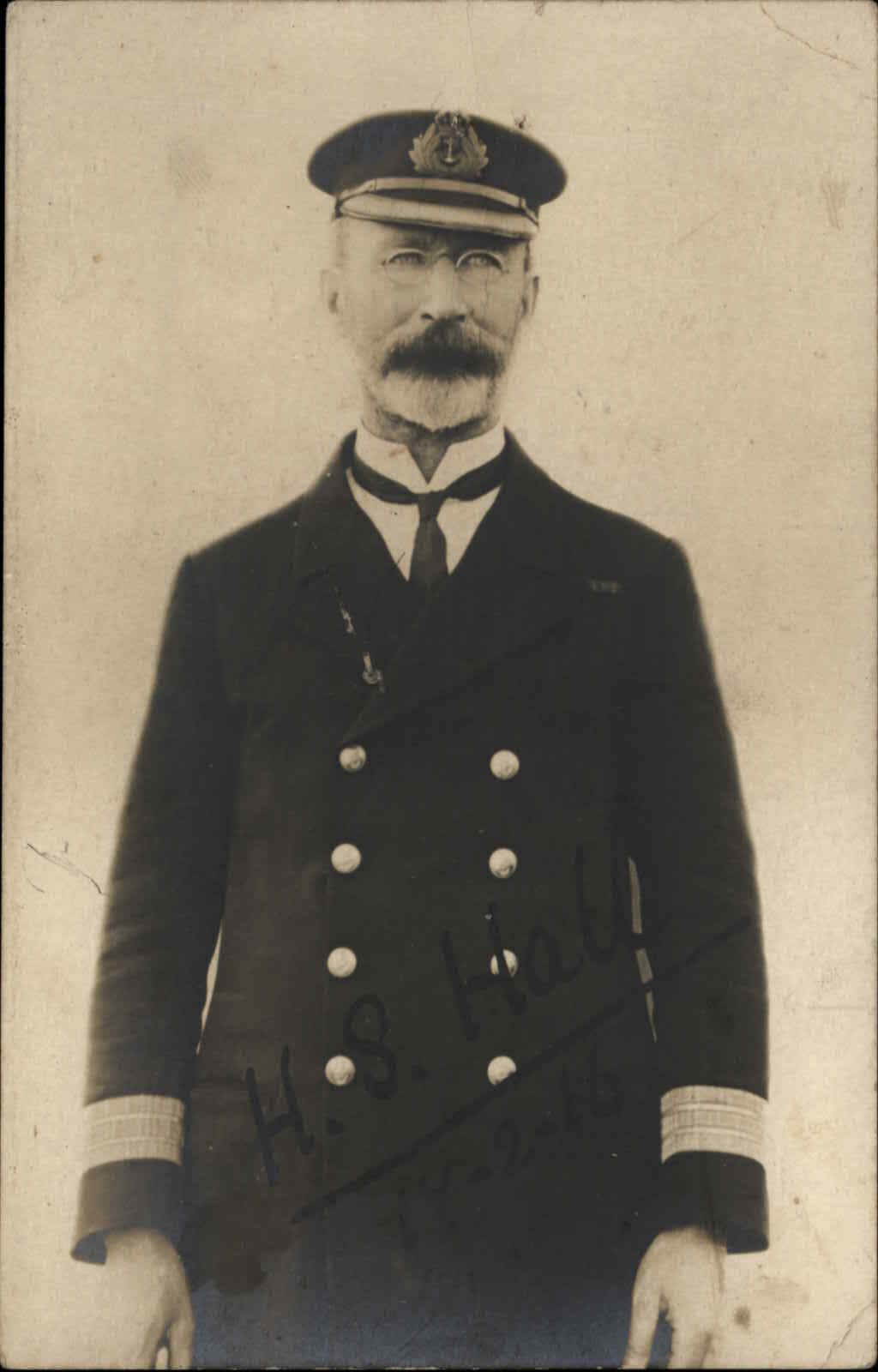 Ship Captain? Royal Navy? HS Hall 1916 Autograph Real Photo Postcard ...