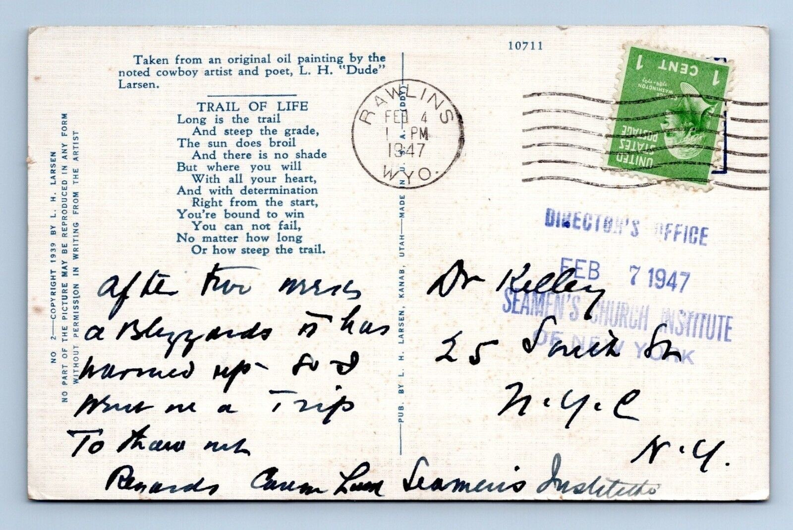 Trail of Life Cowboy Leaning over Cliff Horseback Dude Larsen Linen ...