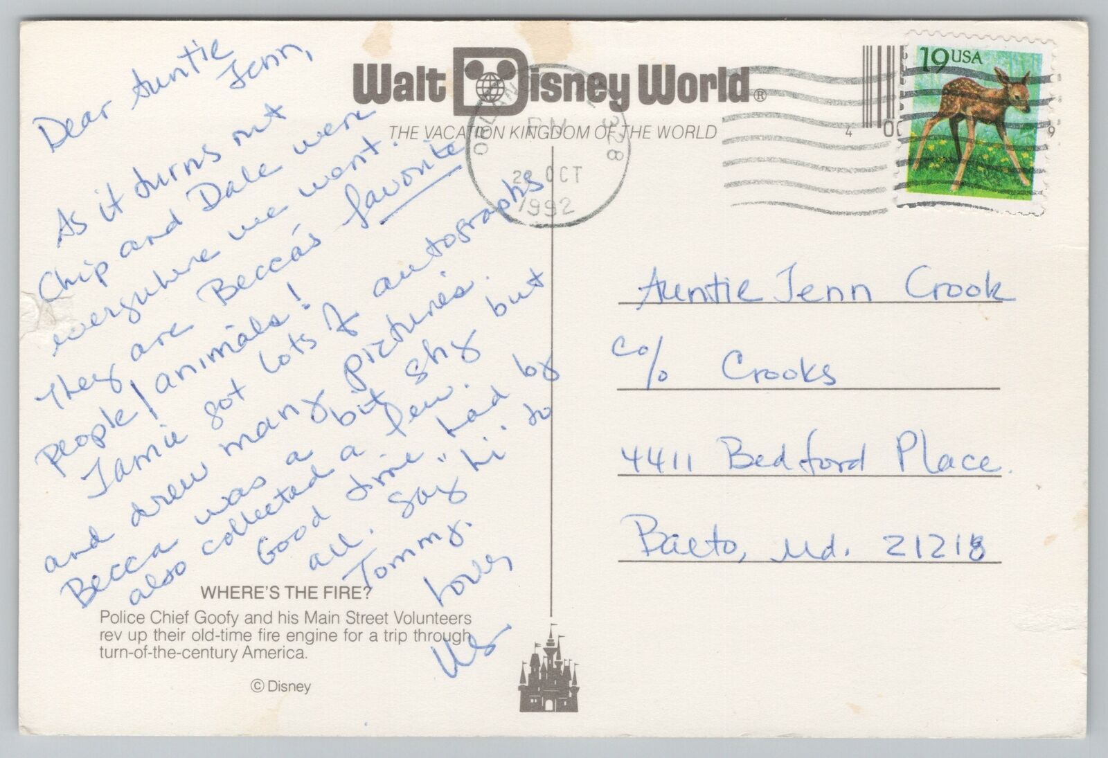 Amusement Park~Police Chief Goofy & Fire Truck Buds~Disney World FL ...