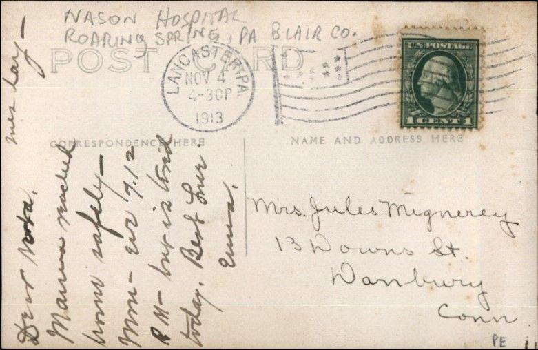 Roaring Springs PA Nason Hospital Ambulance 1913 Real Photo Postcard ...