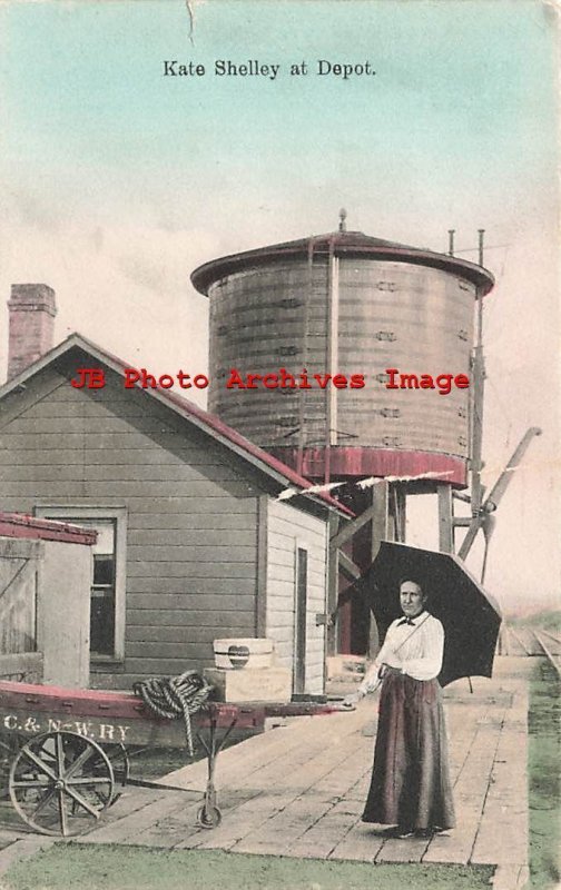 IA, Worth, Iowa, Chicago & North Western Railroad Depot,Water Tower ...