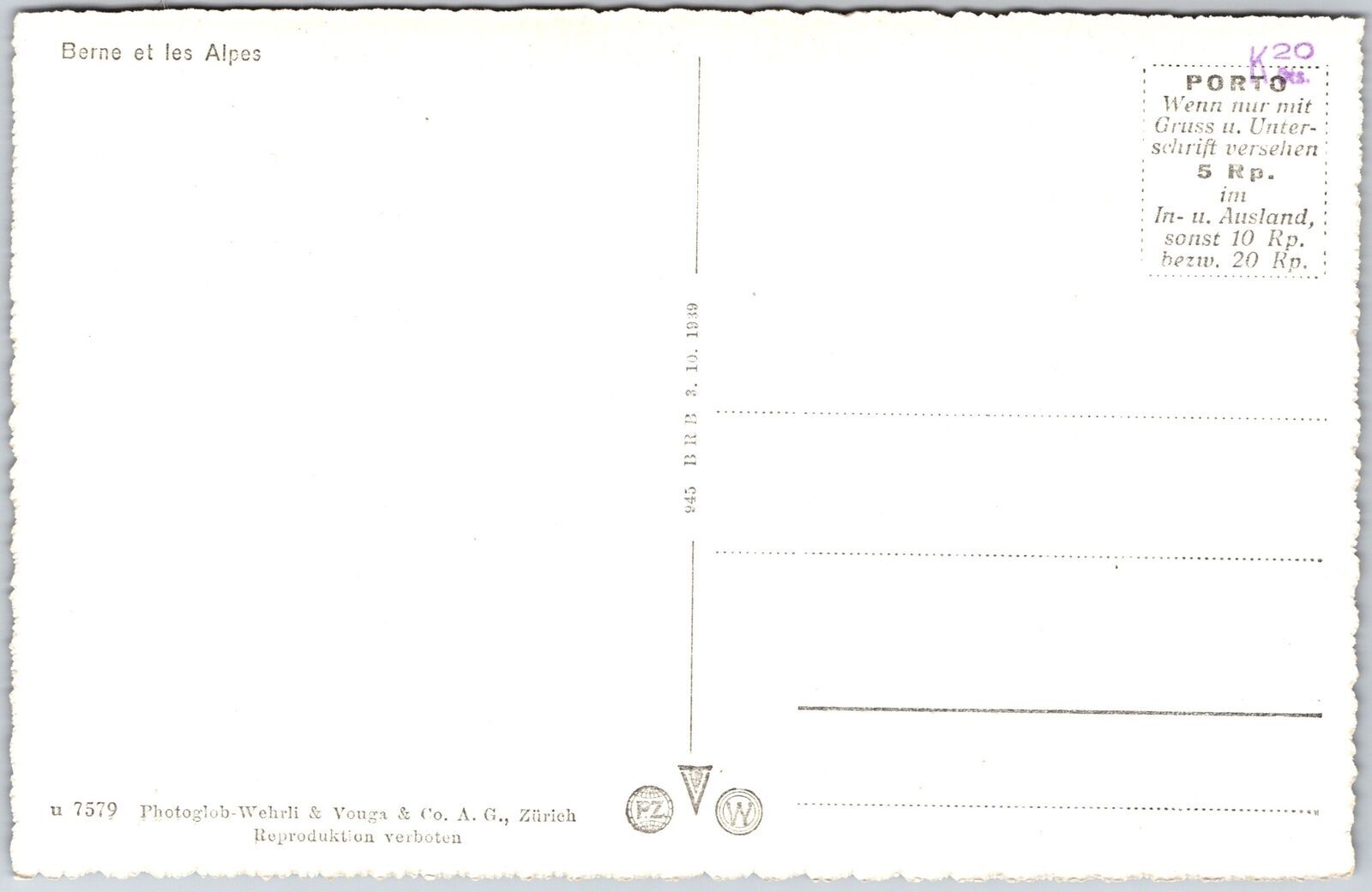 Bern Und Die Alpen Switzerland Mountain Range Buildings Real Photo RPPC ...