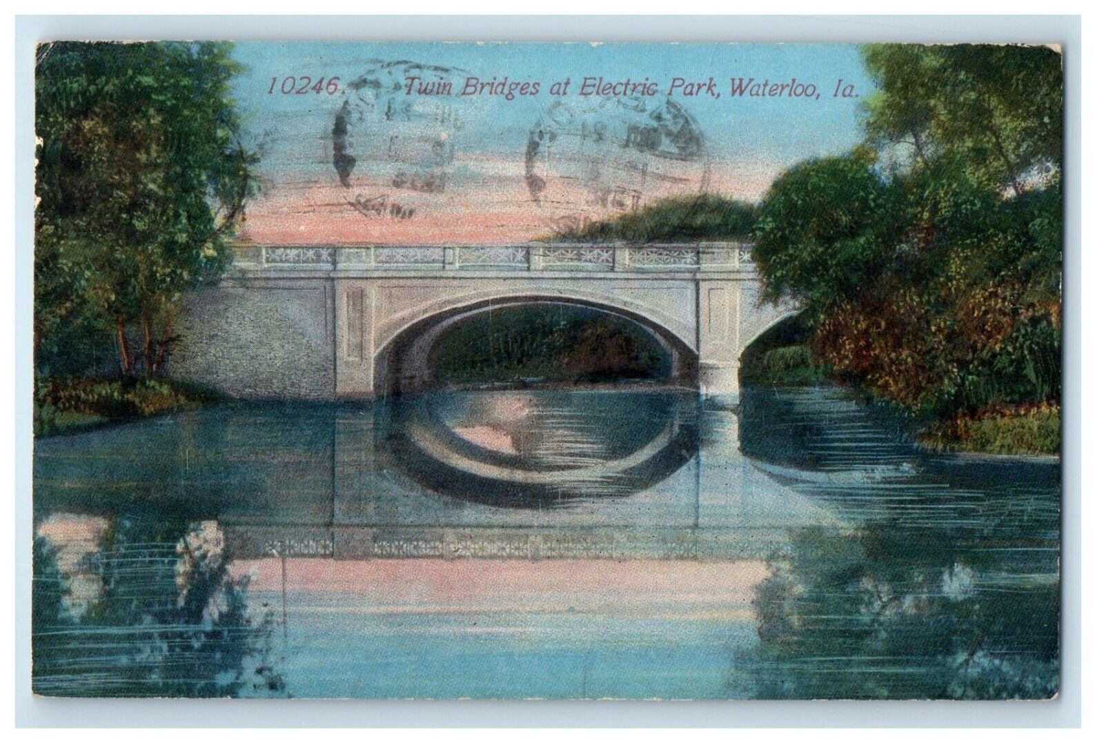 1914 View OfTwin Bridge At Electric Park Waterloo Iowa IA Antique ...
