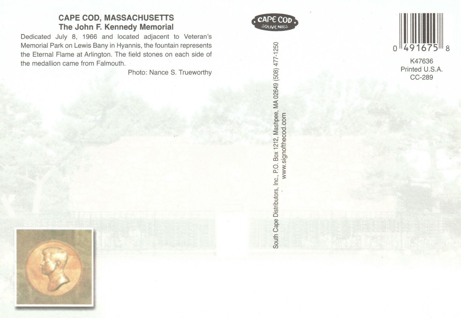 Postcard The John F. Kennedy Memorial Historical Landmark Cape Cod ...