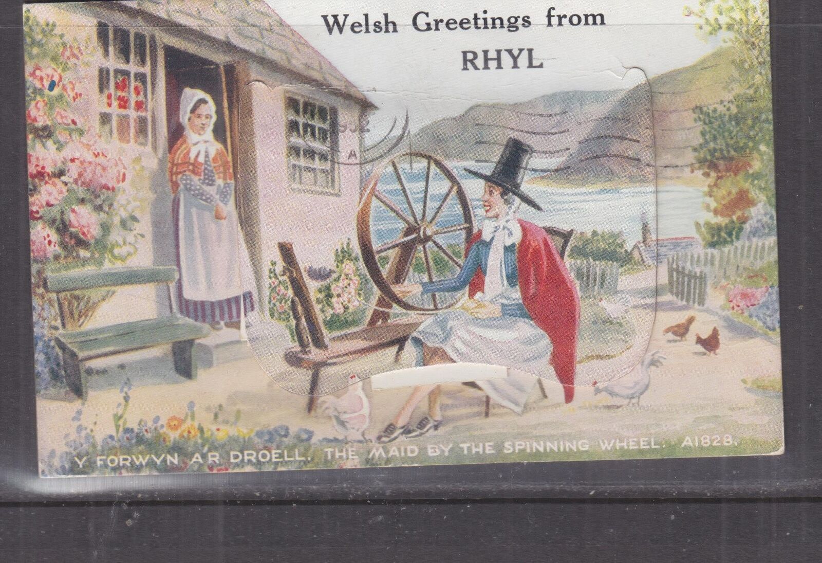 WALES, RHYL, 1952 THE MAID & THE SPINNING WHEEL, 1952 Foldout ppc., 10 ...