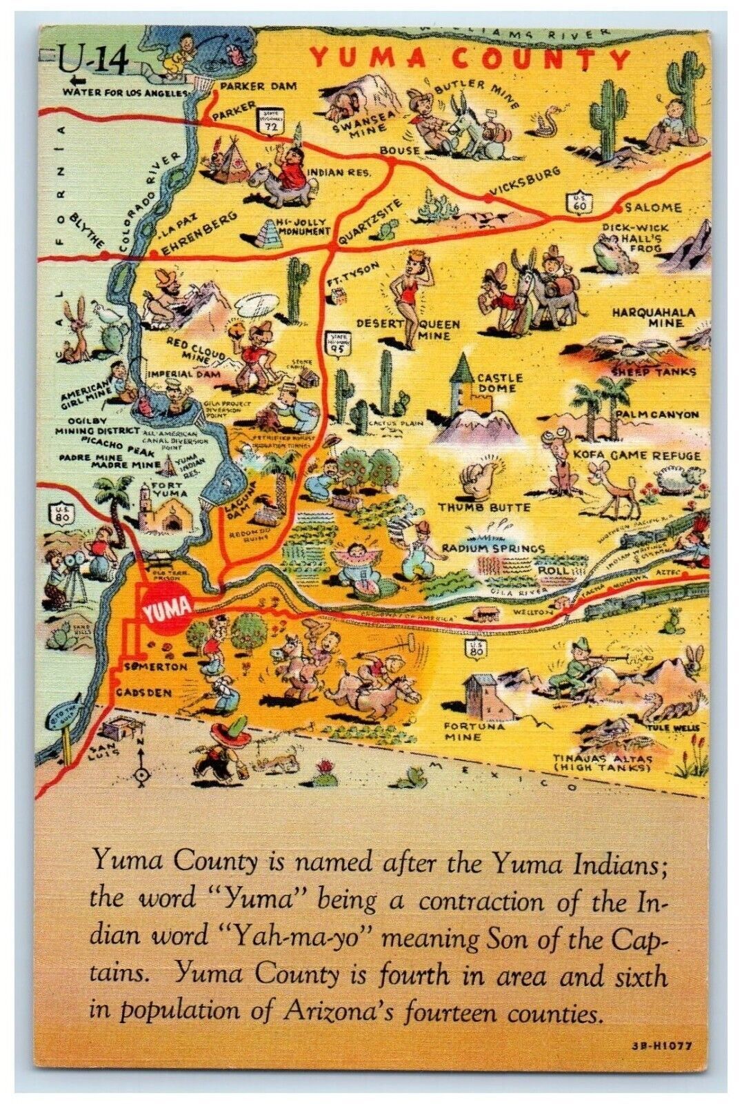 Yuma County Indians Map Yah-Ma-Yo Son Of Captains Arizona AZ Vintage ...