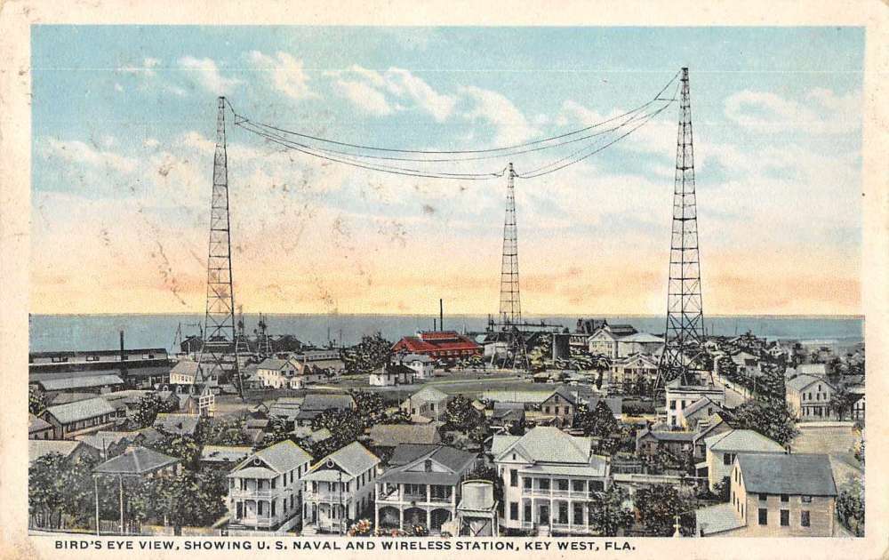 Key West Florida US Naval and Wireless Station Birds Eye View Postcard ...