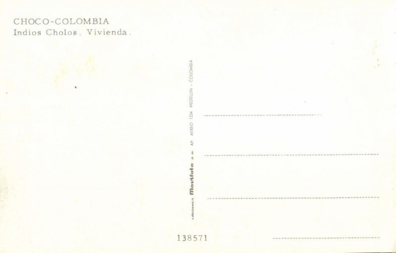 colombia, CHOCO, Indios Cholos Vivienda, Indian House (1970s) Postcard ...
