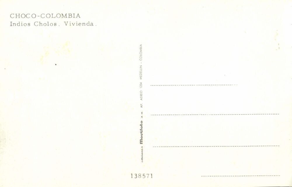 colombia, CHOCO, Indios Cholos Vivienda, Indian House (1970s) Postcard ...