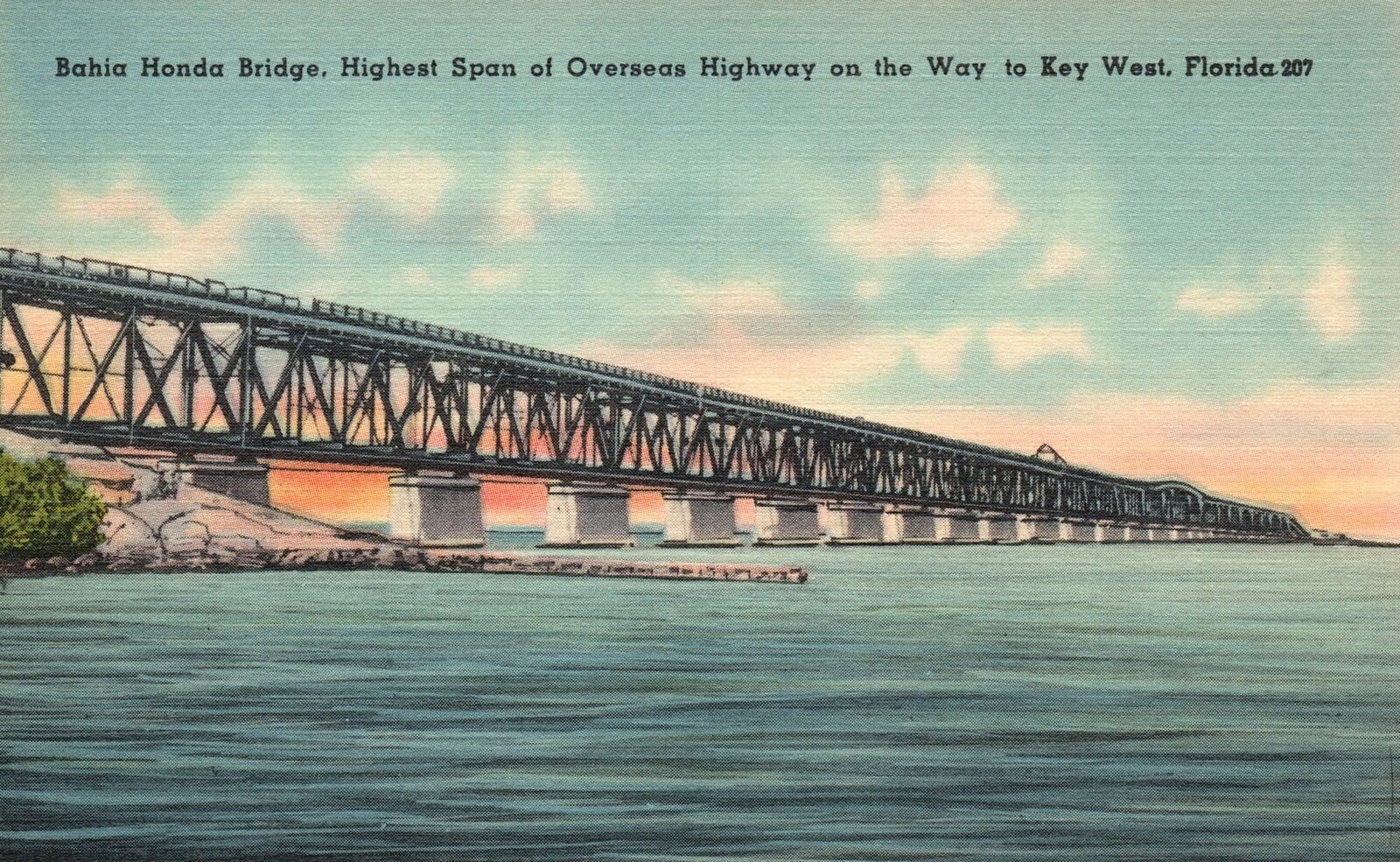 Vintage Postcard Bahia Honda Bridge Highest Span Overseas Highway To ...