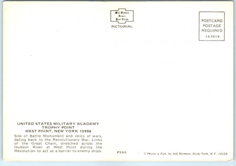 Postcard United States Military Academy Trophy Point West Point New ...