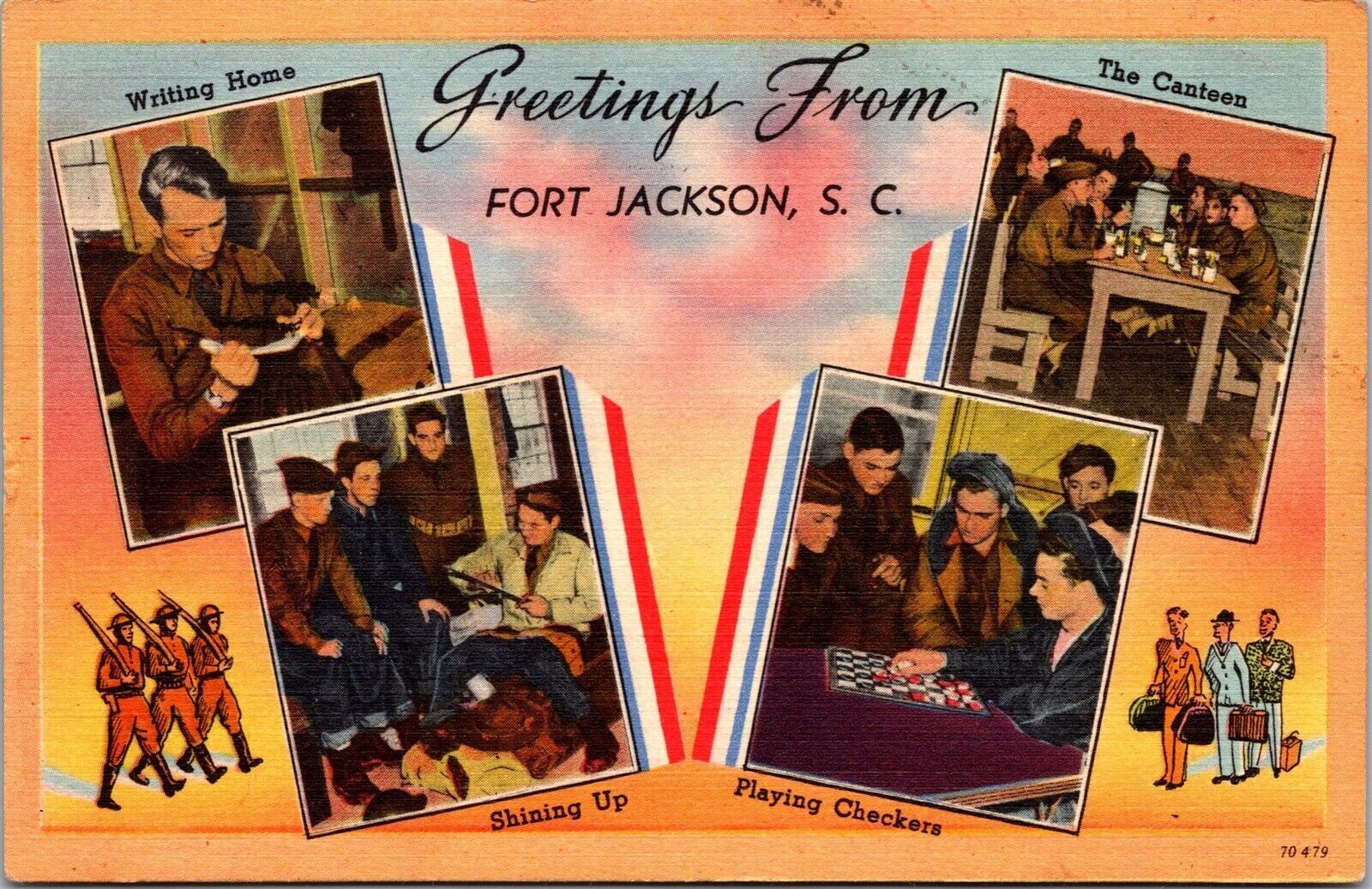 Vtg Greetings from Fort Jackson South Carolina SC Army 1940s Linen ...