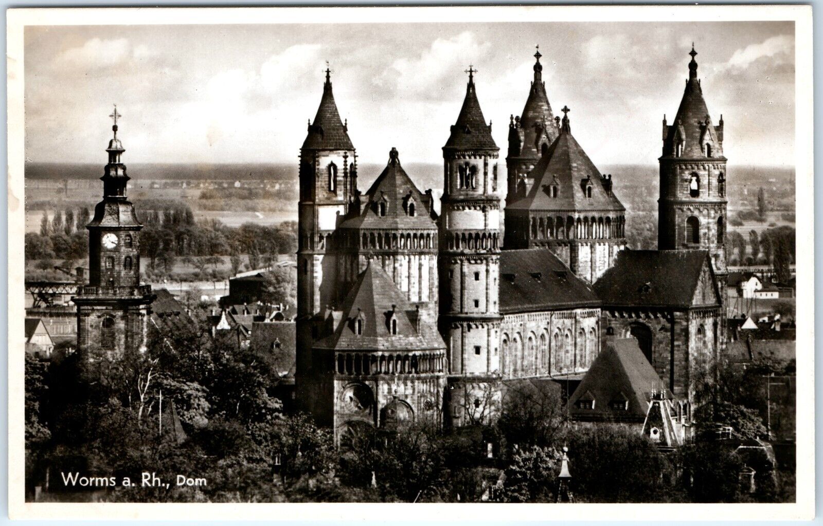 c1920s Worms, Germany RPPC Cathedral Dom Romanesque Gothic Towers Bell ...
