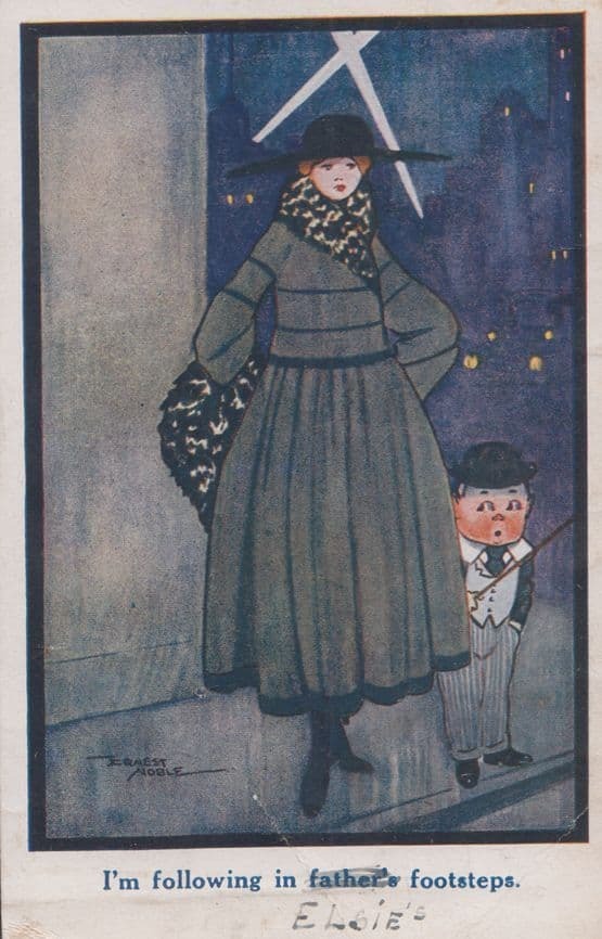 I'm Following In Fathers Footsteps Giant Lady Tiny Man Old Comic Humour ...