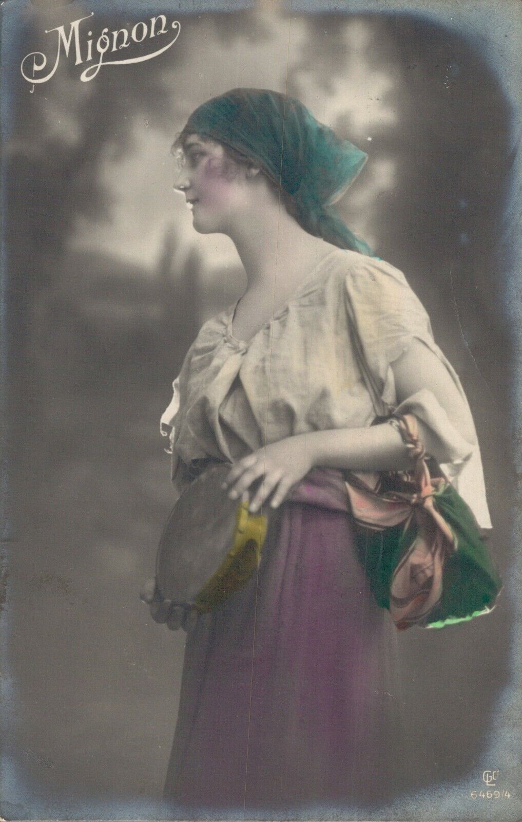 Art Nouveau Victorian Lady Tambourine Mignon RPPC B46 | Other ...