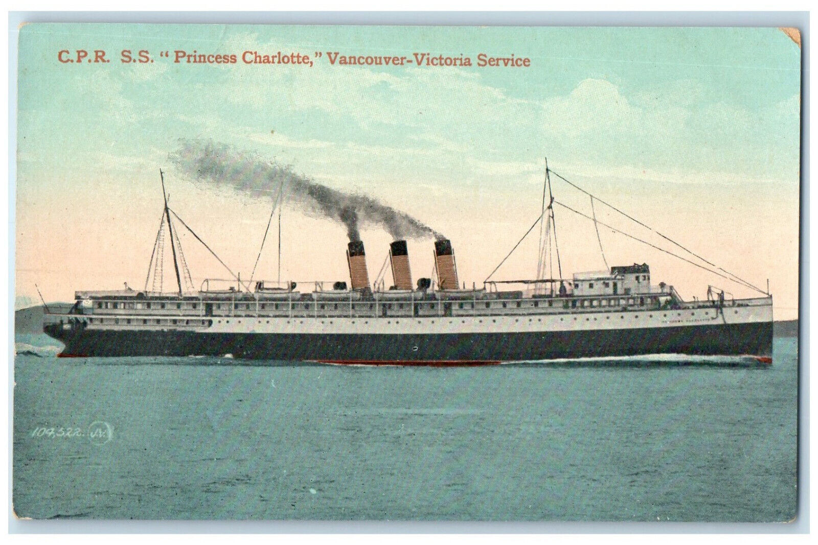 1909 CPR SS Princess Charlotte Vancouver-Victoria Service Canada ...