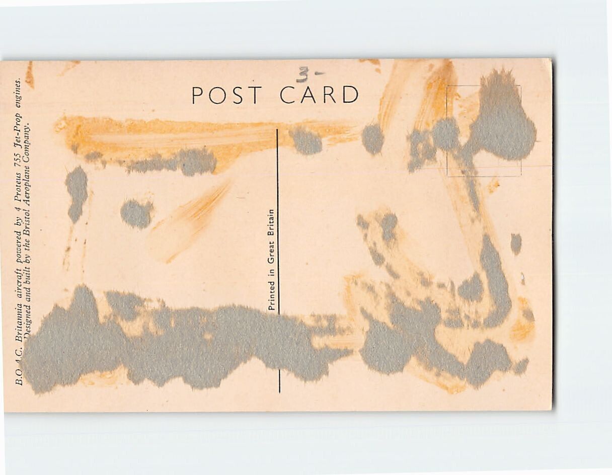 Postcard B.O.A.C. Jet Prop Britannia 312 Bristol Aeroplane Company ...