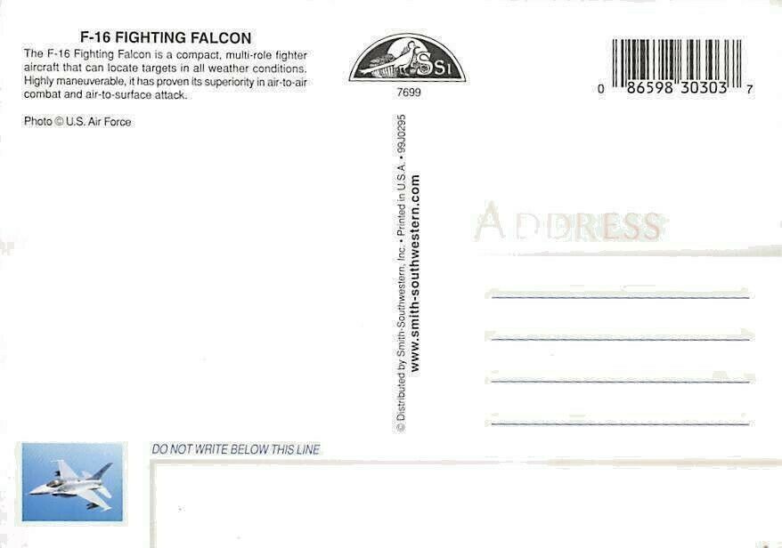 Military Jet Postcards F-16 Fighting Falcon Compact Multi-Role Fighter ...