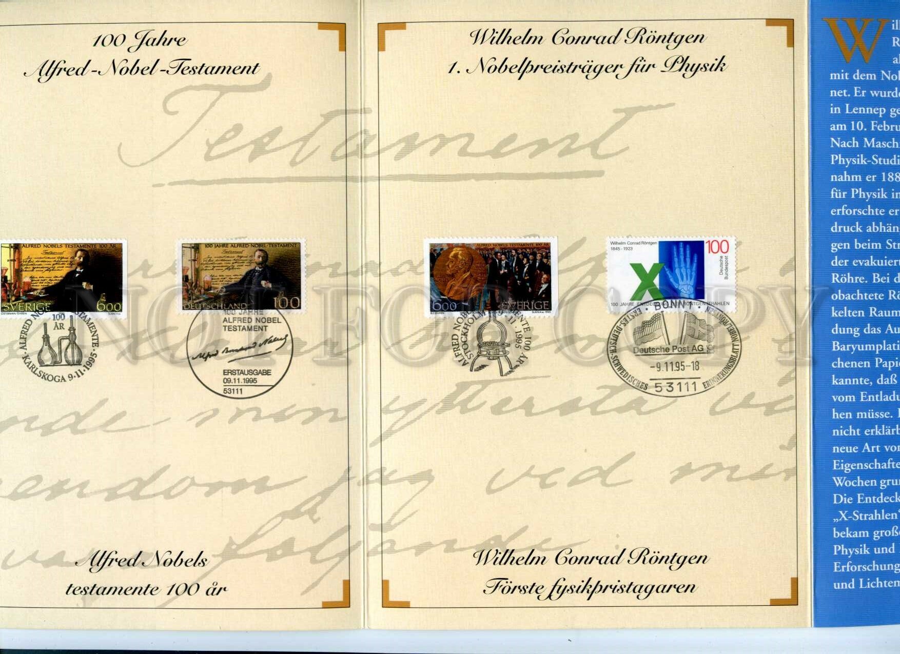 468046 Germany 1995 first day folding sheet Nobel laureates joint ...