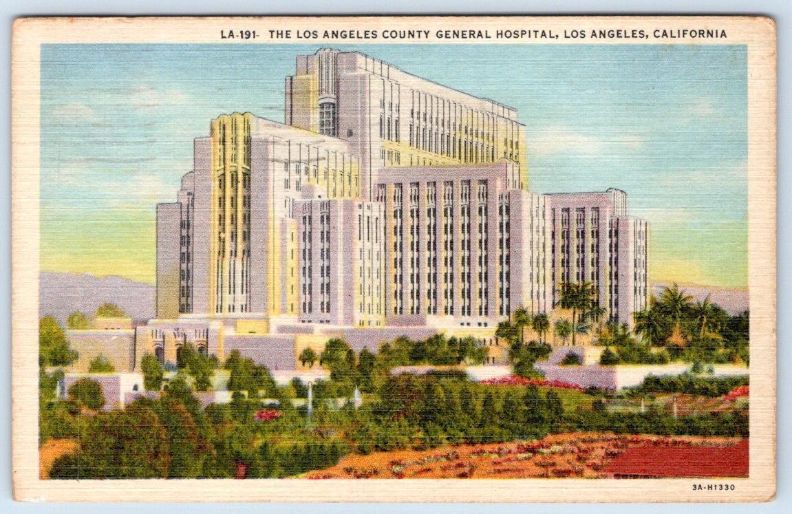 1957 County General Hospital LOS Angeles California Vintage Linen ...