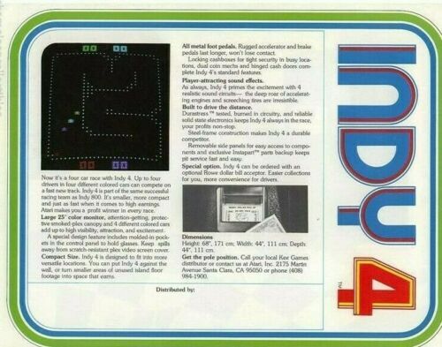Indy 4 Arcade FLYER Original NOS Atari Video Game Retro Artwork Sheet ...