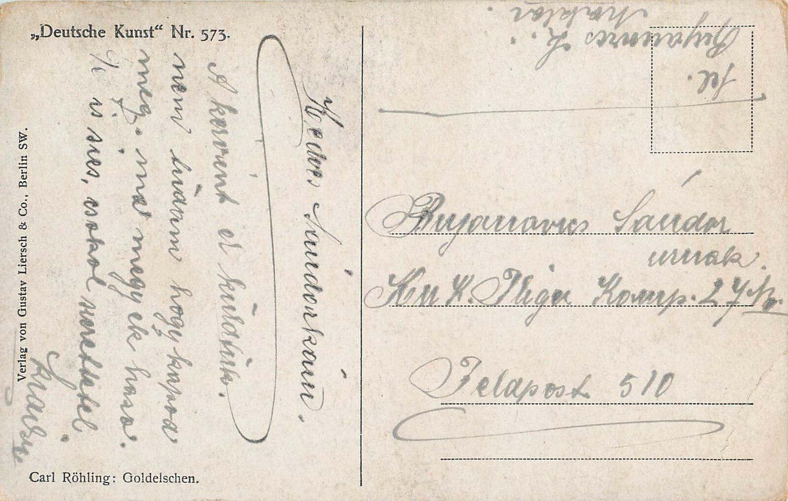 Art signed Postcard German art Carl Rohling Goldelschen painting ...