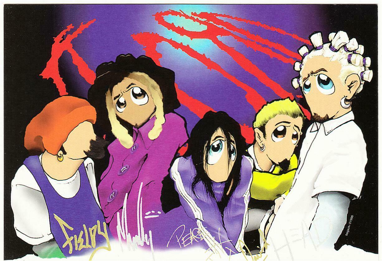 Korn Band Portrait Big Eyes Cartoon Characters Anime Style Postcard ...
