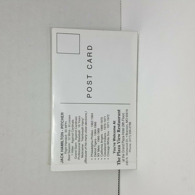 Jack Hamilton Pitcher NY Mets Plaza View Restaurant Vintage Postcard ...