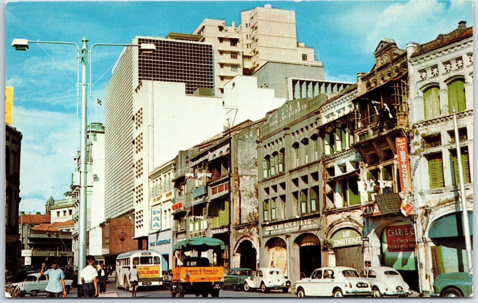 Vintage Postcard 1960s Street Scene at Robinson Road Singapore | Asia ...