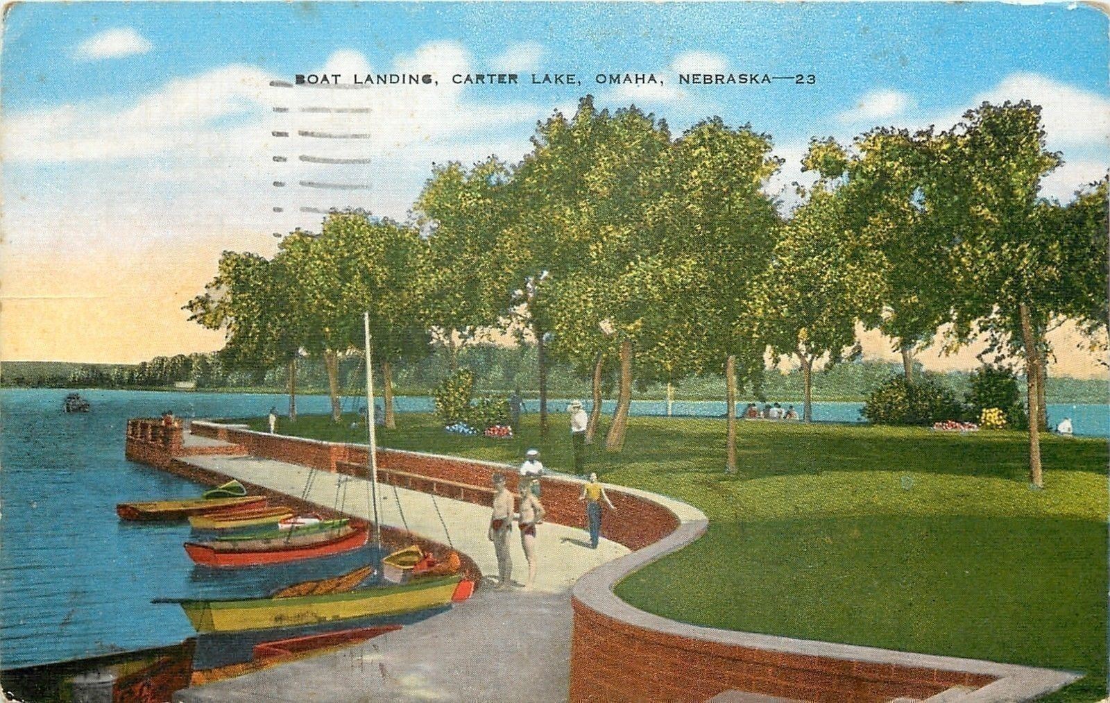 Omaha Nebraska~Boat Landing~Carter Lake~Boys In Swim Trunks~Boats~1947 ...