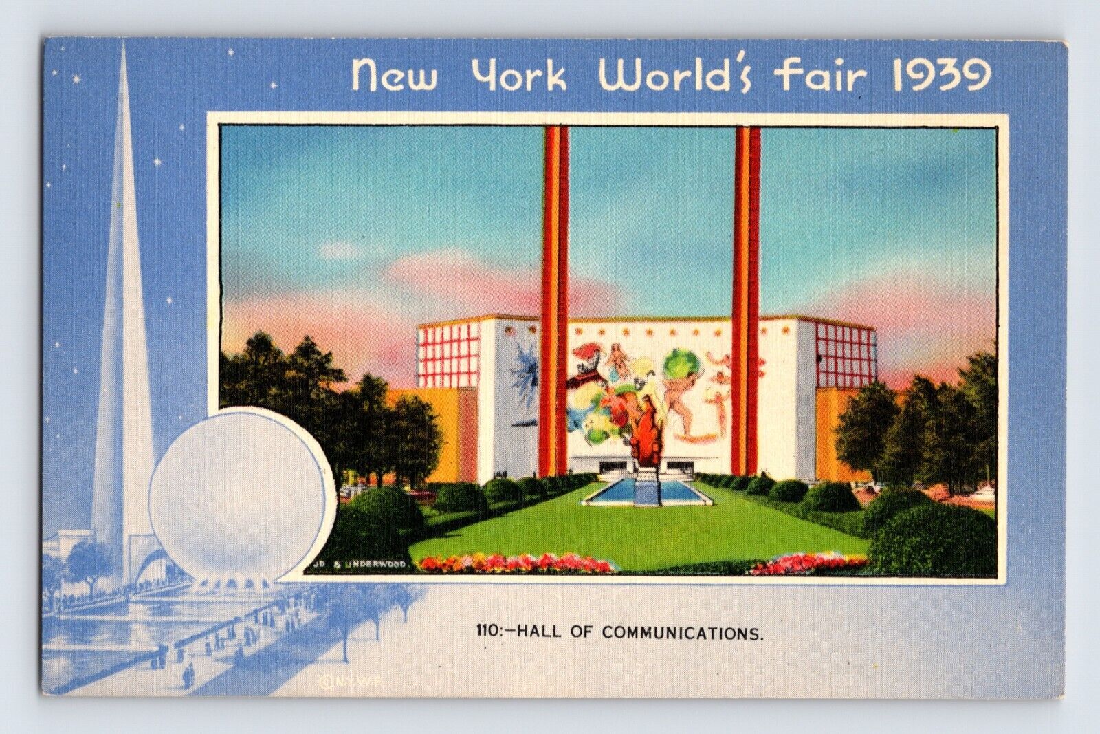 Postcard New York City NY NYC World Fair Communications Hall 1939 Linen ...
