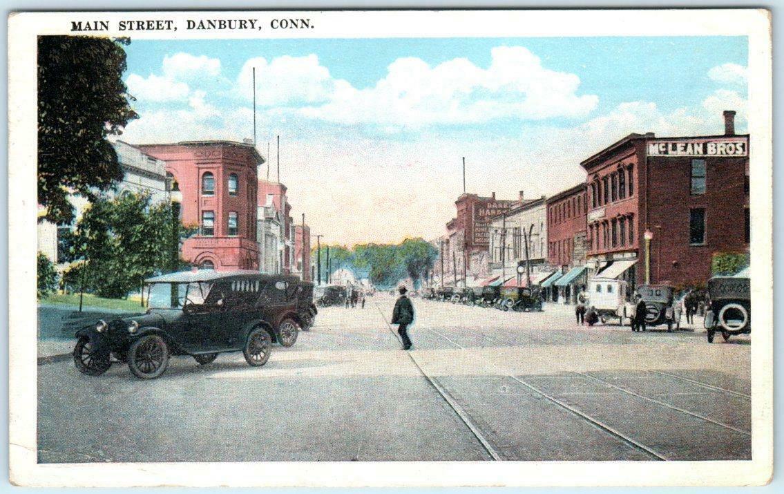 DANBURY, Connecticut CT MAIN STREET Scene ca 1920s McLean Bros ...