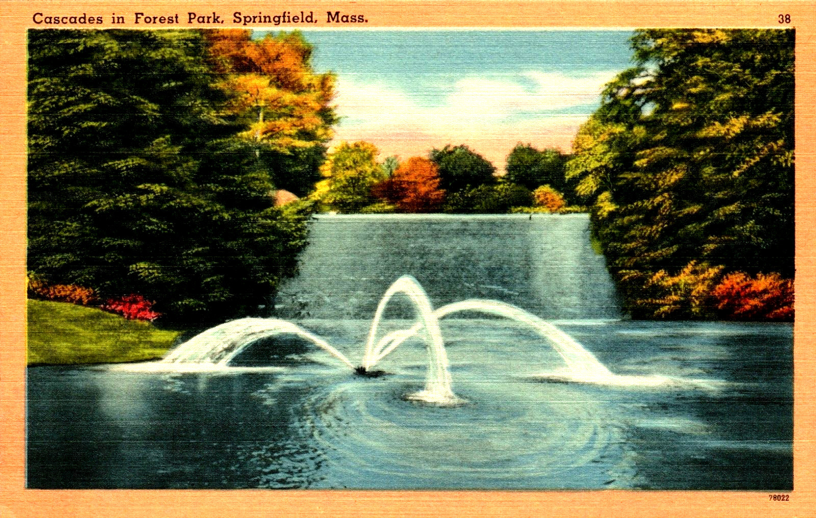 Postcard Massachusetts Springfield Cascades & Fountain in Forest Park ...