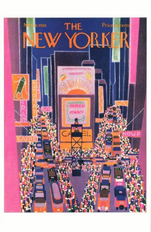 Times Square in the 1920s NYC on 1928 The New Yorker Magazine Postcard ...