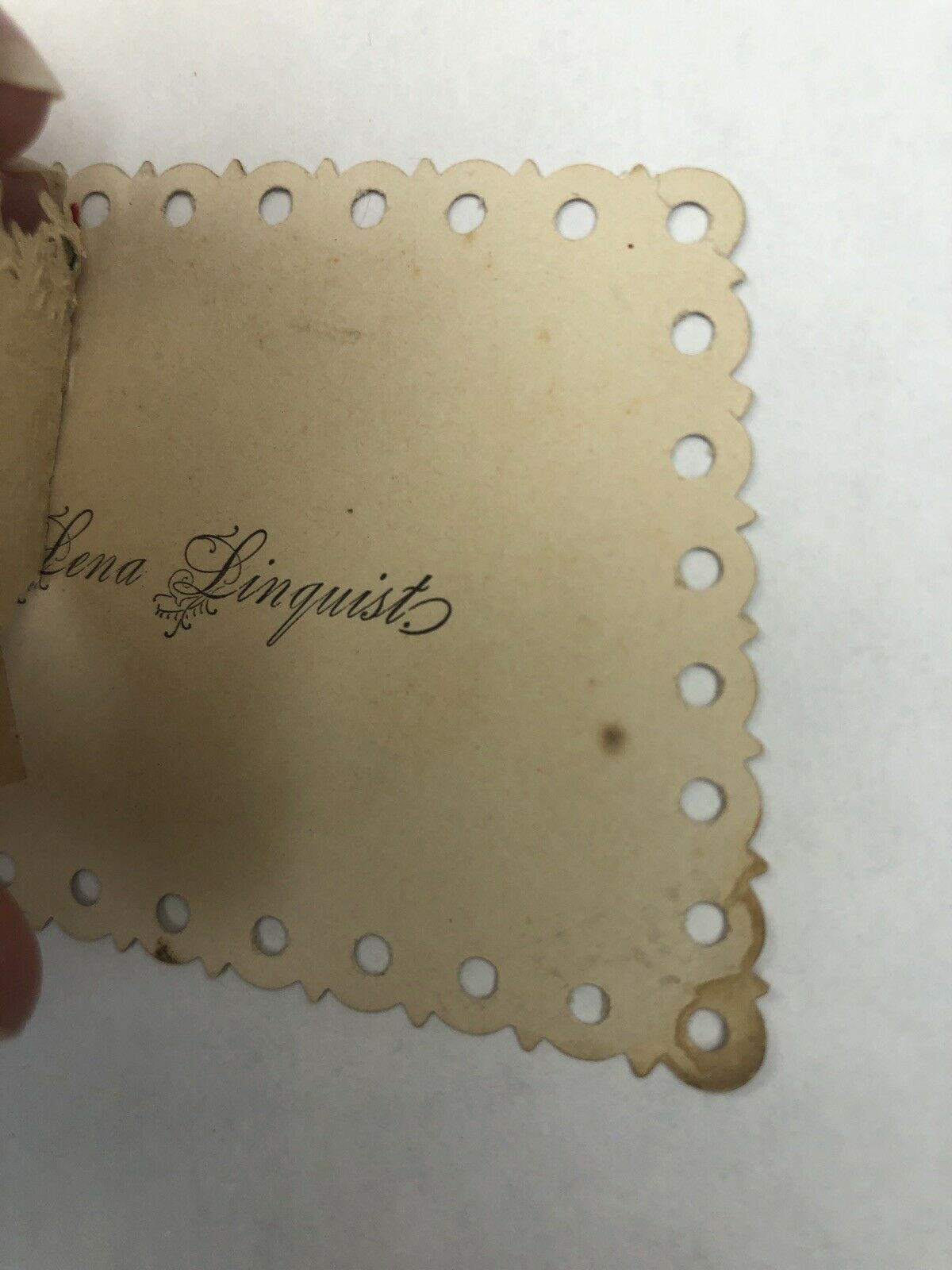 Victorian Die Cut Scrap Hidden Name LINDQUIST Calling Cards Happy Life ...