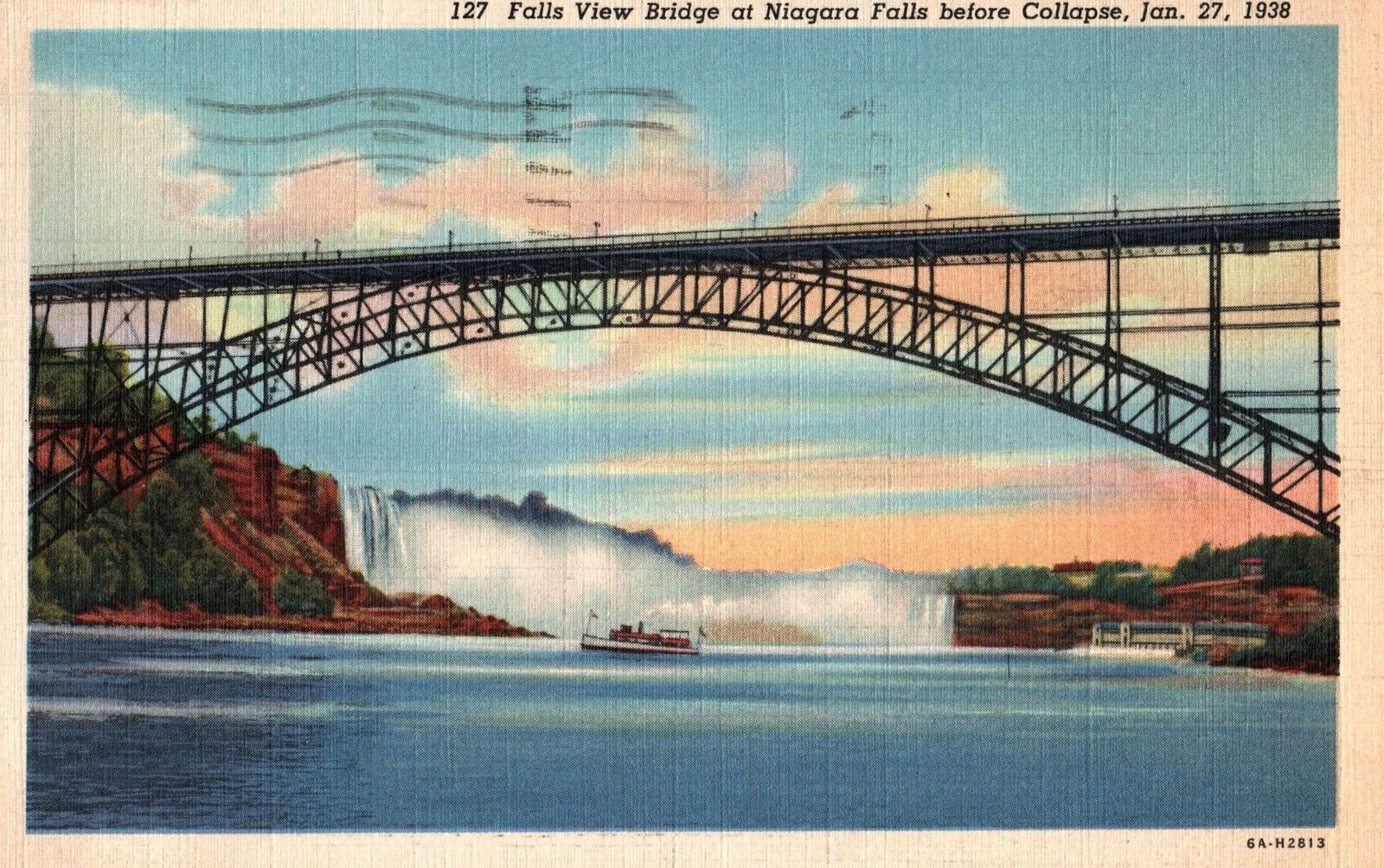 Vintage Postcard Falls View Bridge at Niagara Falls Before ITS Collapse ...