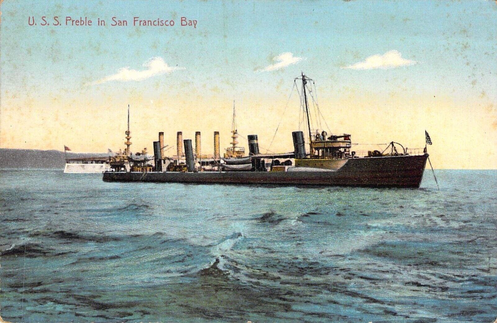 USN Ship, U.S.S. Preble in San Francisco Bay, Msg , Torpedo Boat, Old ...
