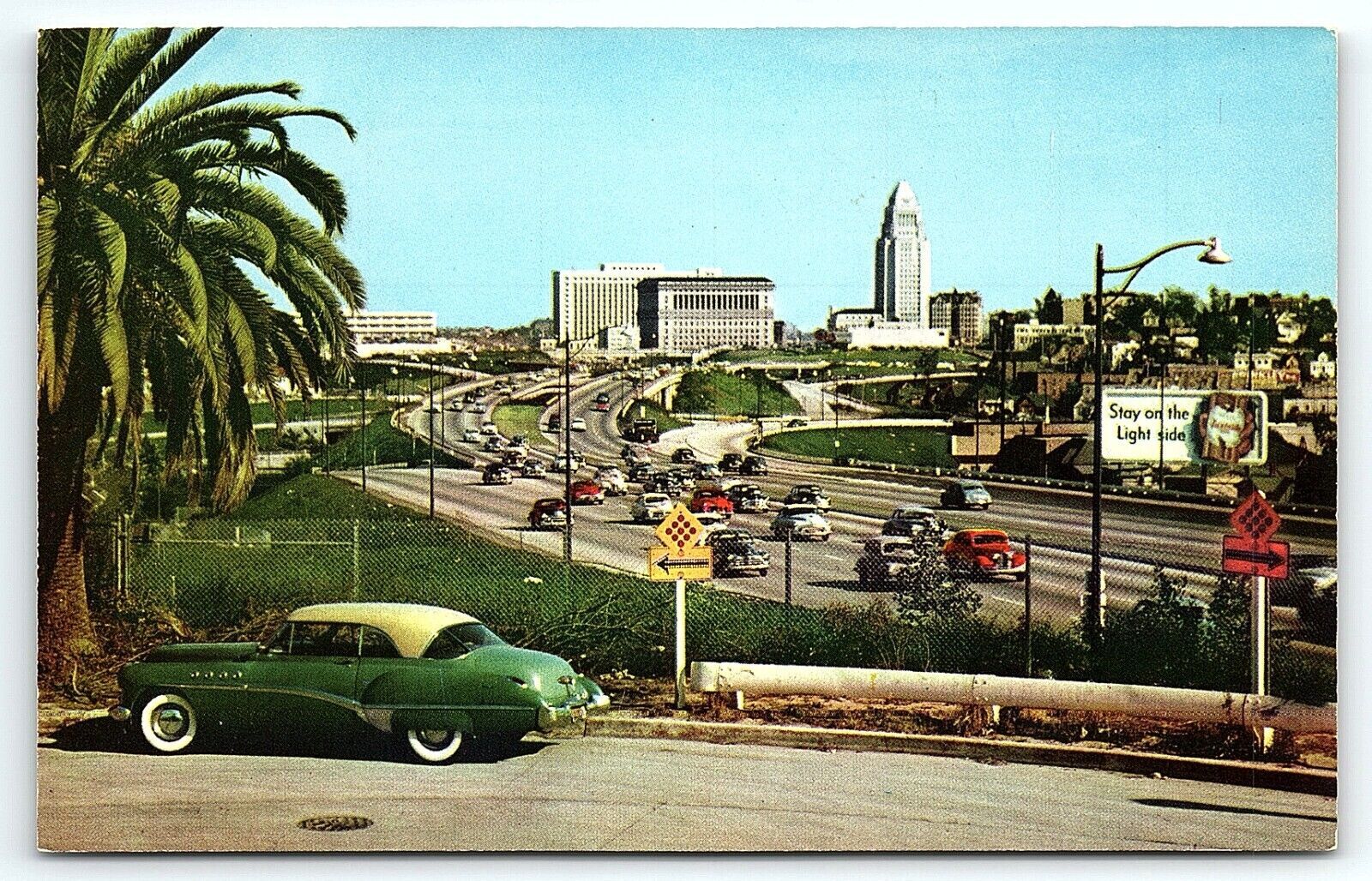 1950s LOS Angeles CA Civic Center From Hollywood Freeway Chrome ...