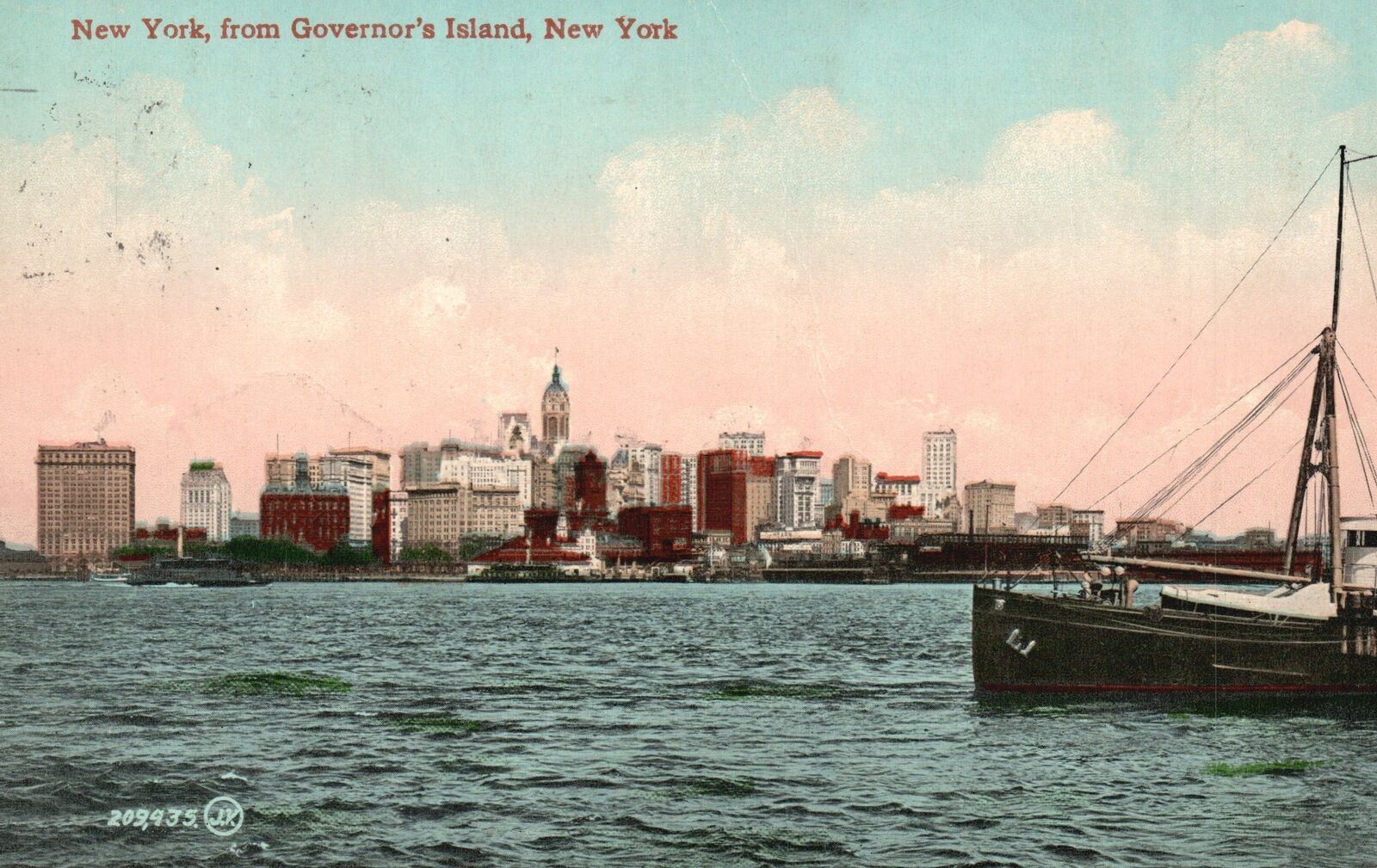Vintage Postcard 1912 New York From Governor's Island Ocean Boat New ...