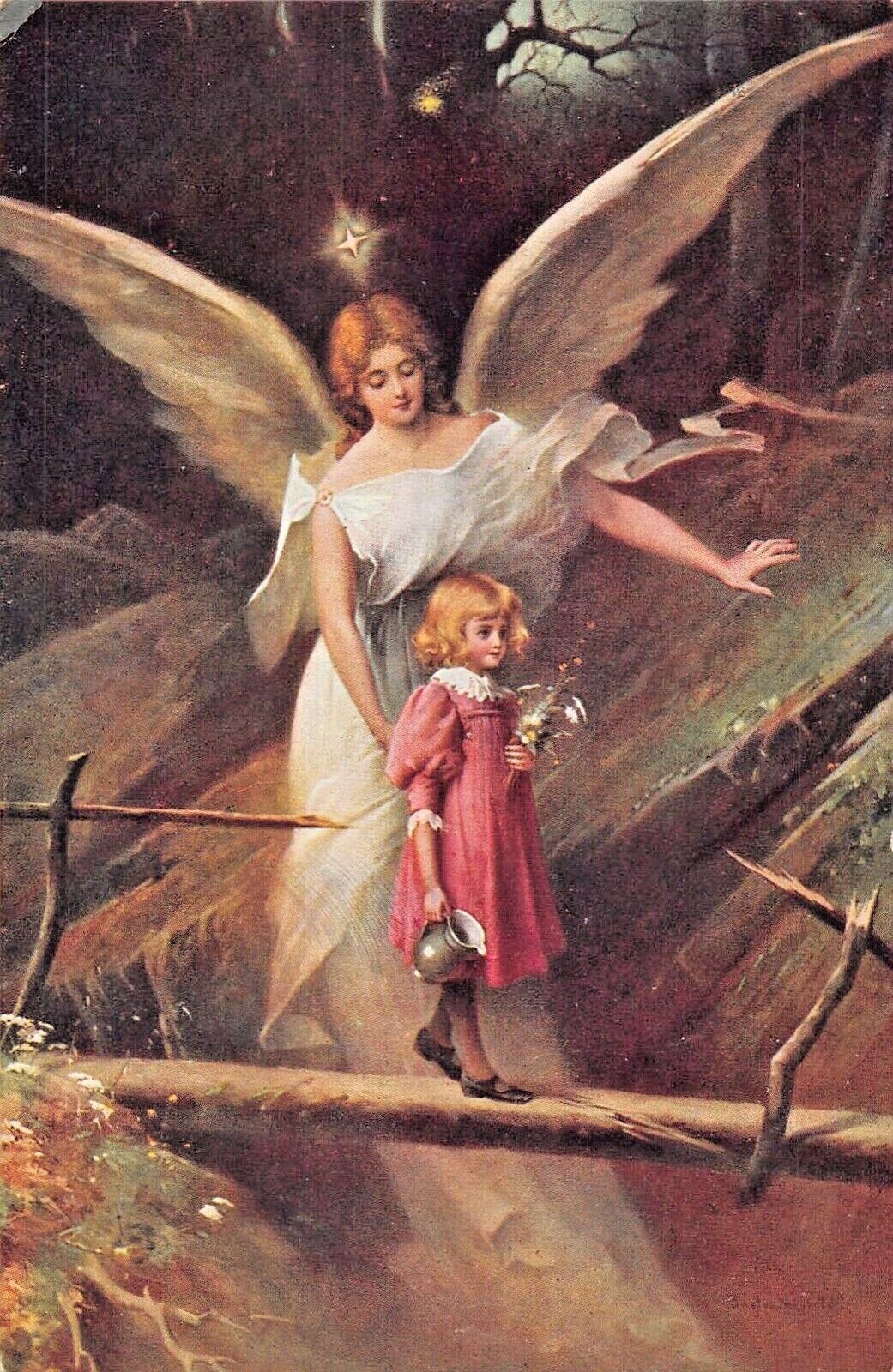Angel Gives Guidance to Young Girl Crossing Crevice~Austria Religious ...