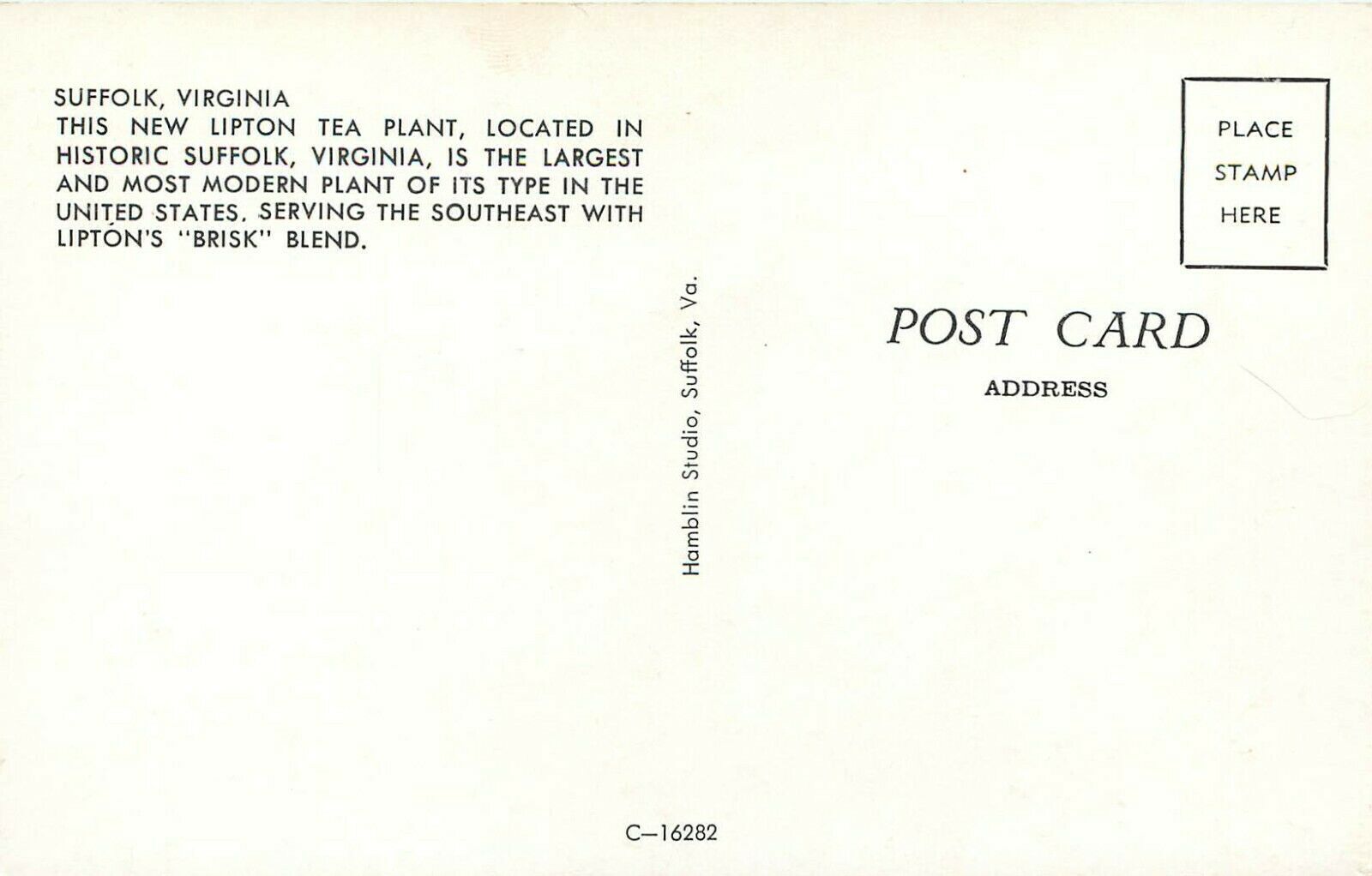 Mid-Century Advertising Postcard; Lipton Tea Plant Modern Factory ...