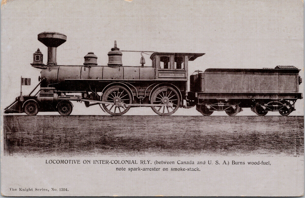 Locomotive on Inter-Colonial Railway Train Engine 1394 Knight Postcard ...